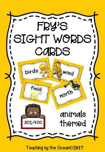 Fry's Sight Words Cards fourth hundred - Animals Themed | Teaching ...