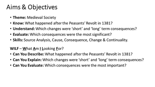 Card Sort: What were the consequences of the Peasants' Revolt ...