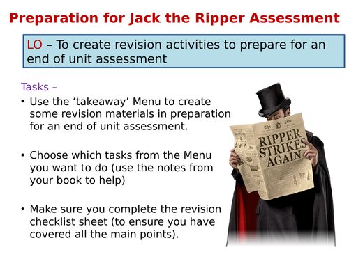 Jack the Ripper Assessment Preperation | Teaching Resources
