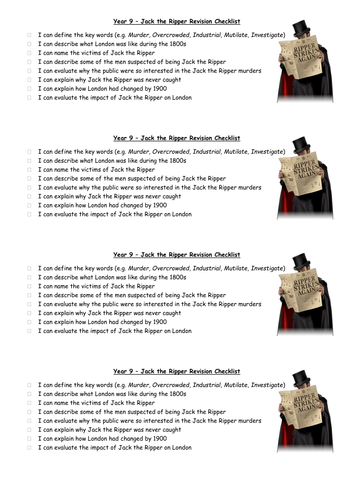 Jack the Ripper Assessment Preperation | Teaching Resources