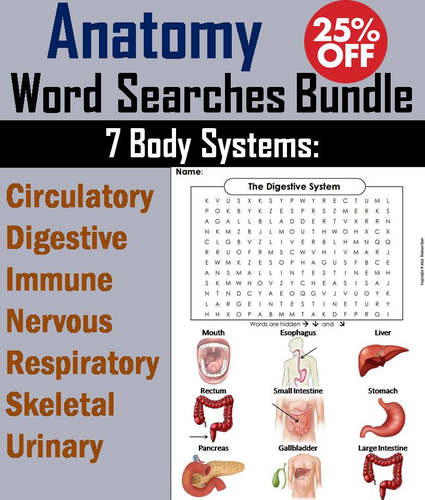 Human Body Systems: Anatomy Word Search Bundle | Teaching Resources