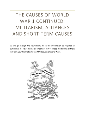 Militarism, Alliances and Short Term Causes of World War I | Teaching ...