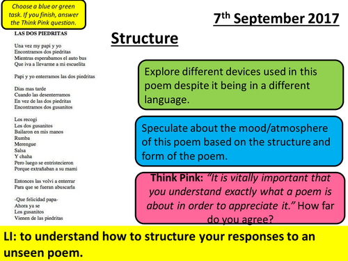 AQA Unseen Poetry - Planning and Structuring Responses | Teaching Resources