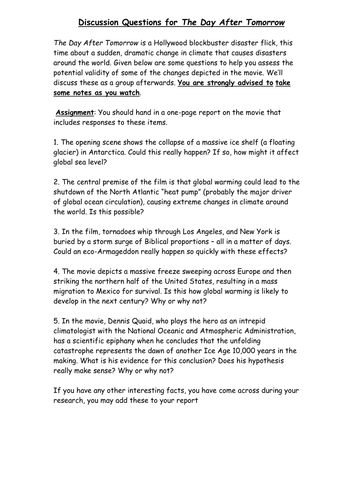 Climate change [green house effect, global warming] through a movie ...