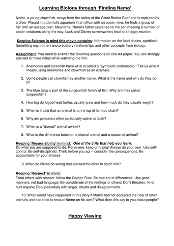 Ecology [ food chain, food web]- through movies | Teaching Resources