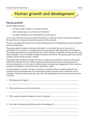 Human growth and development lesson - exploring human growth and ...