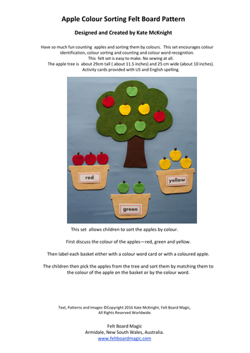 Apple Colour Sorting Felt Board Set Digital Pattern | Teaching Resources