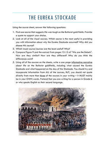 Eureka Stockade Source Work | Teaching Resources