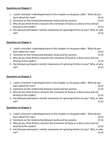 The English Teacher by R.K.Narayan - Chapter 3 | Teaching Resources