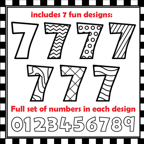 Number Clip Art with Cutting Lines | Clipart for Teachers | Teaching ...