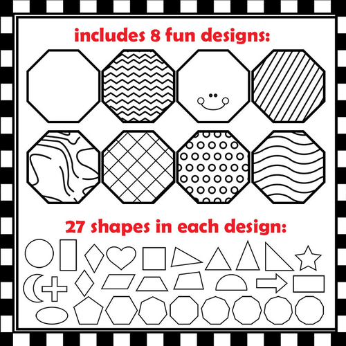 Shapes with Cutting Lines Clip Art for Teachers | Teaching Resources