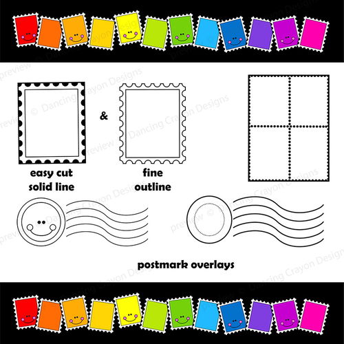 Clip Art Postage Stamps Clip Art Bundle - Blank Templates and Overlays ...