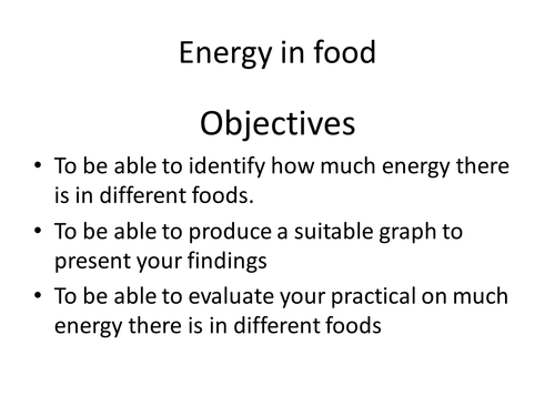 Energy in food | Teaching Resources
