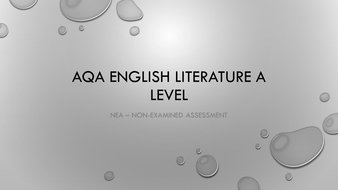Introduction to the NEA component for AQA English Literature B syllabus ...