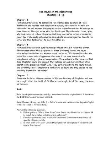 Year 9 Gothic or Detective Fiction - Hound of the Baskervilles ...