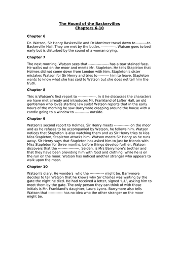 Year 9 Gothic or Detective Fiction - Hound of the Baskervilles ...