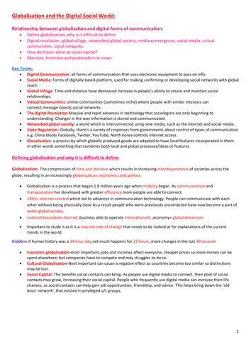 GLOBALISATION REVISION GUIDE-OCR SOCIOLOGY | Teaching Resources