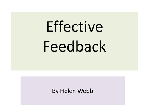 Teacher CPD Package: Effective Feedback | Teaching Resources