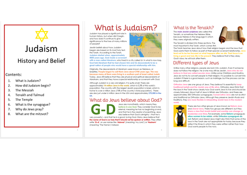 Judaism: History and Belief Information Booklet Revision Guide ...