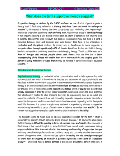 A LEVEL PSYCHOLOGY: What is supportive therapy? MODEL ESSAY | Teaching ...