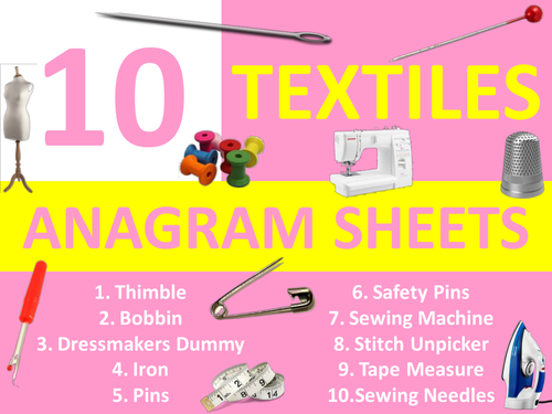 10 Anagram Sheets Textiles Equipment Design Technology KS3 GCSE Keyword ...