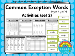 Year 3 / 4 Common Exception Words Spelling Activities (Set 2 ...