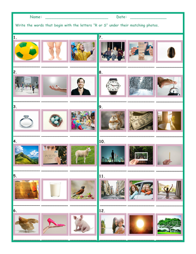Dolch Noun Site Words Letters R-S Worksheet | Teaching Resources
