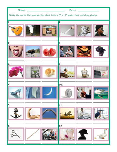 Phonics Silent Letters P-C Worksheet | Teaching Resources
