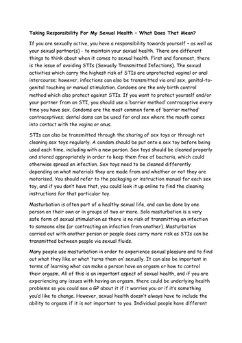 Sexual Health | Teaching Resources