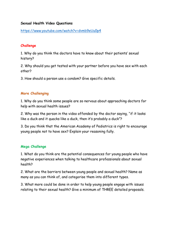 Sexual Health | Teaching Resources