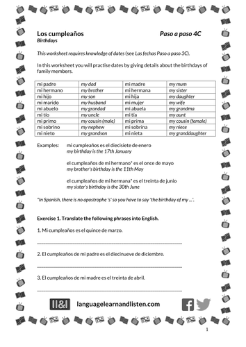 Los cumpleaños (birthdays) | Teaching Resources