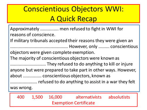Crime and Punishment - Conscientious Objectors | Teaching Resources