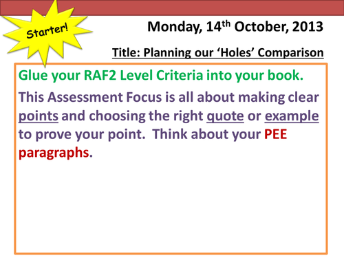 'Holes' KS3 Assessment | Teaching Resources