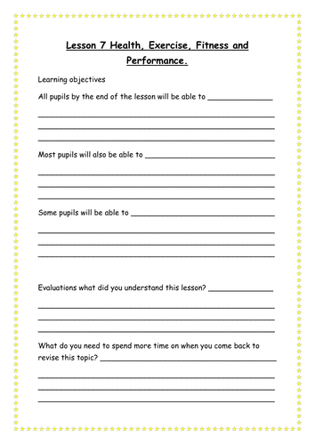 Health, Fitness, Exercise and Performance (whole lesson) | Teaching ...