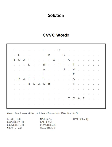 CVVC Words Word Search | Teaching Resources