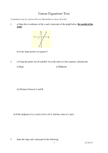 linear-equations-test-teaching-resources