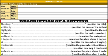 STORY SETTING HANDOUTS | Teaching Resources