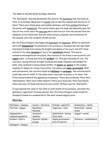 Four Gothic texts (glossed extracts) and Gothic activity grid ...