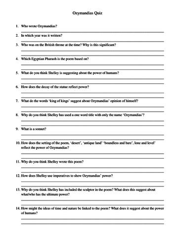 Ozymandias | Teaching Resources