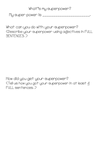 Create your own superpower (worksheet) | Teaching Resources