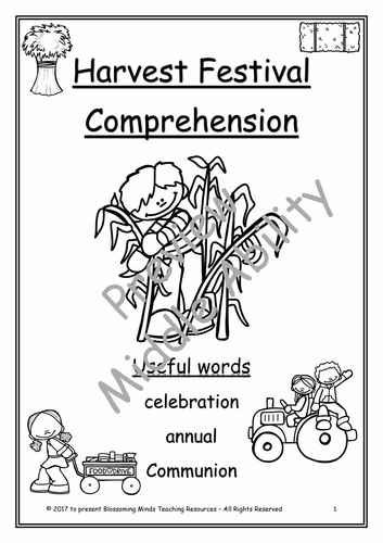 Harvest Festival Comprehension Year 3 and 4 | Teaching Resources