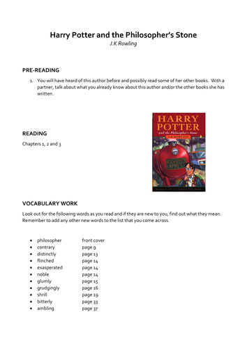 Harry Potter and the Philosopher's Stone - Unit of Work | Teaching ...
