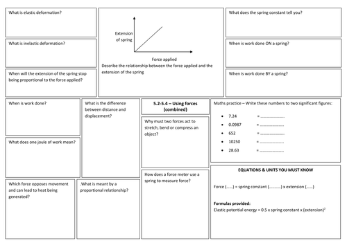 P5 Forces revision broadsheets for new AQA 9-1 Physics & Combined GCSE | Teaching Resources