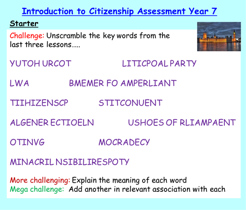 Year 7 Citizenship Assessment | Teaching Resources