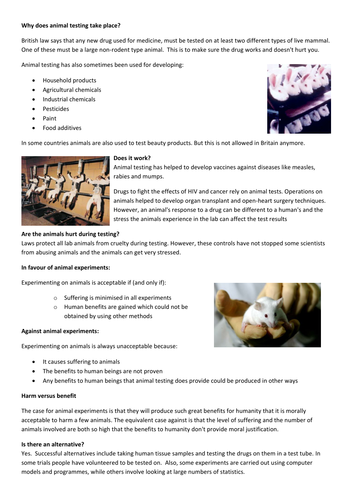 Animal testing | Teaching Resources