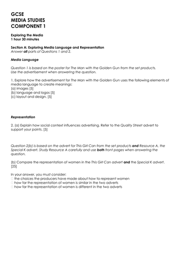 Eduqas GCSE media Components 1, 2 and 3 | Teaching Resources