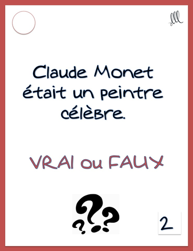 GCSE FRENCH: 50 vrai ou faux French question cards for speaking ...