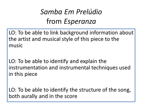 Edexcel GCSE Music (9-1) Samba em Preludio | Teaching Resources
