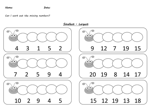 Year 1 Caterpillar Number Sequencing Differentiated Worksheets ...