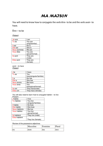 MA MAISON REVIEW WORKBOOK | Teaching Resources